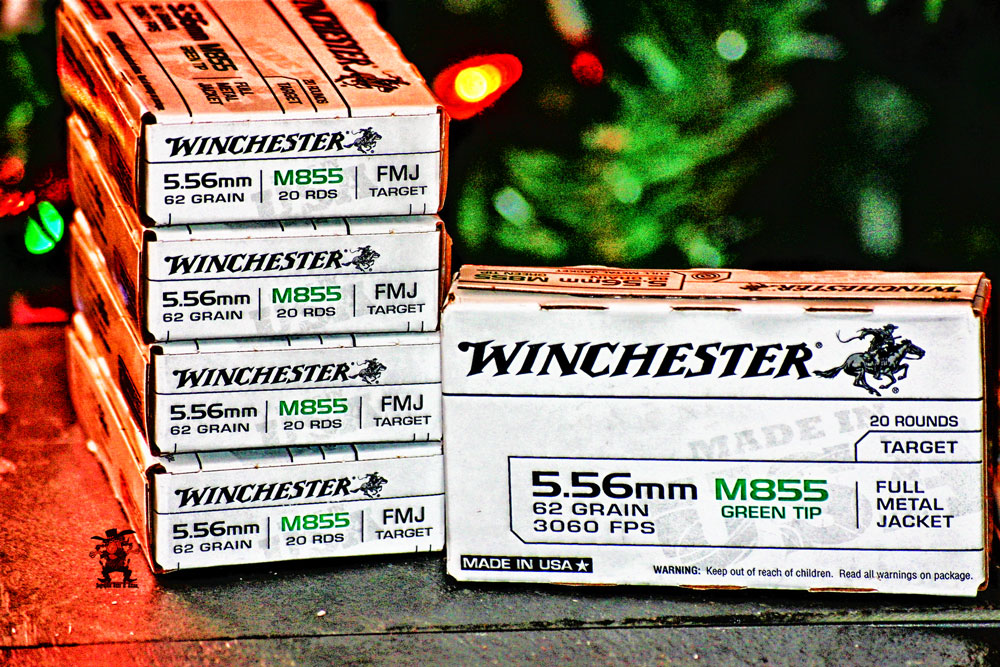 WINCHESTER 5.56mm NATO M855 62 Grain Penetrator "Green" Tip 100 ROUNDS ...