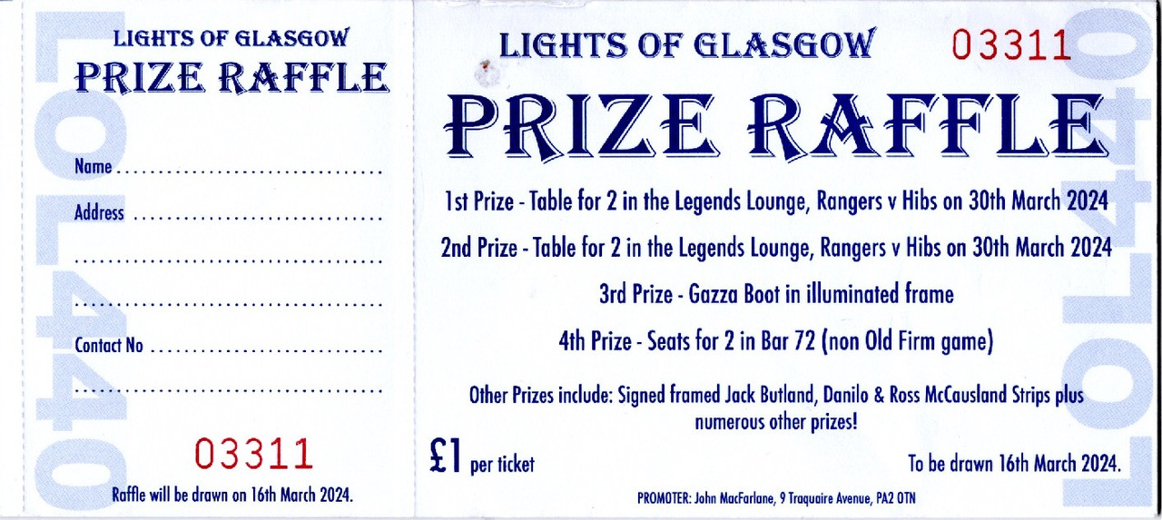 Official - Tremendous Rangers raffle prizes up for grabs ...