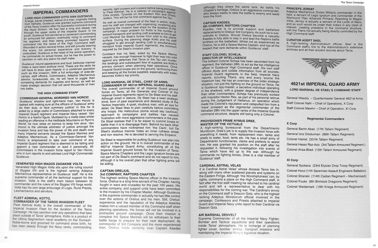 Organization of the Imperial Guard/Astra Militarum from Company to Army ...