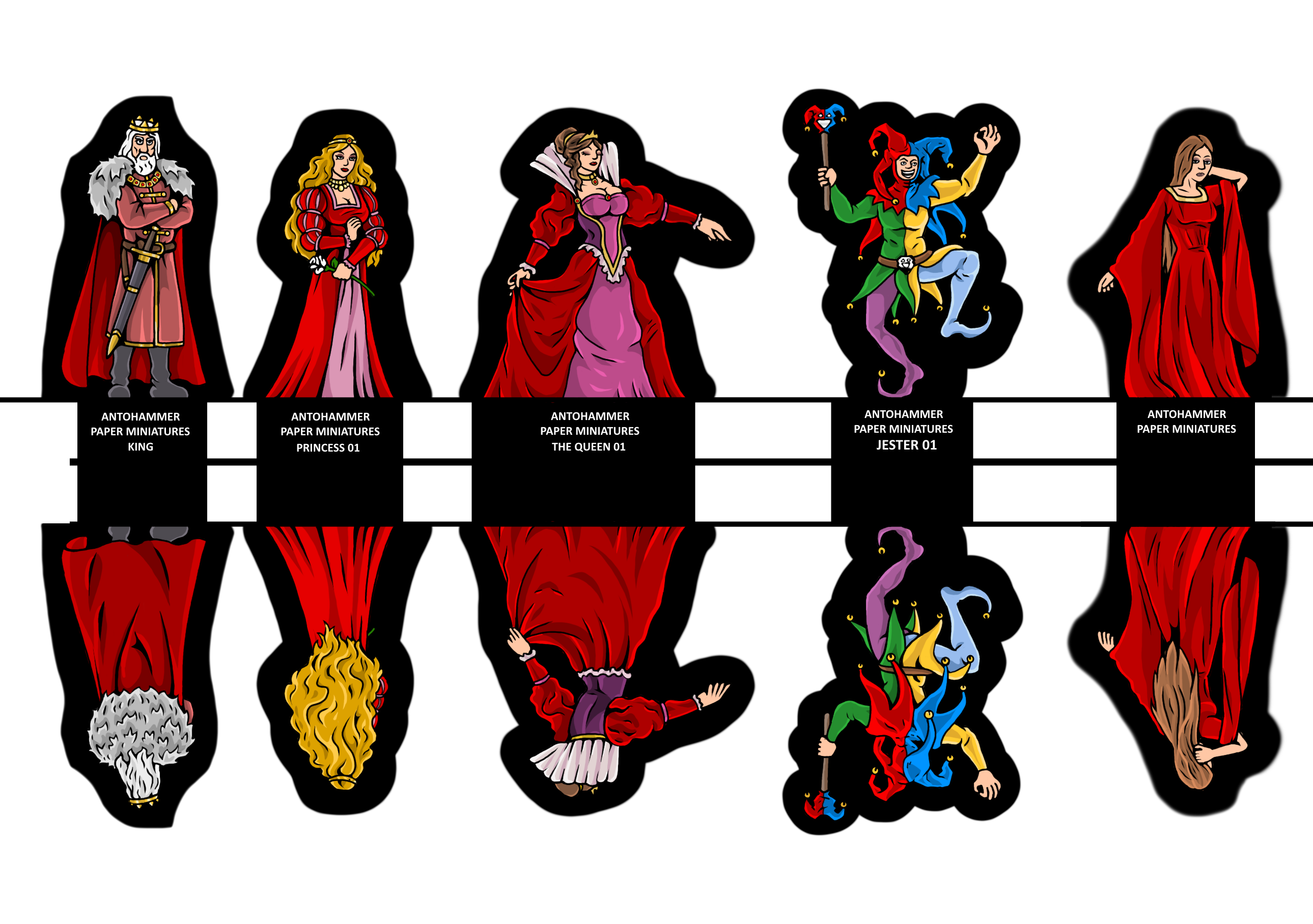antohammer paper miniatures 28mmwargames ttrpg fantasy king queen court ...