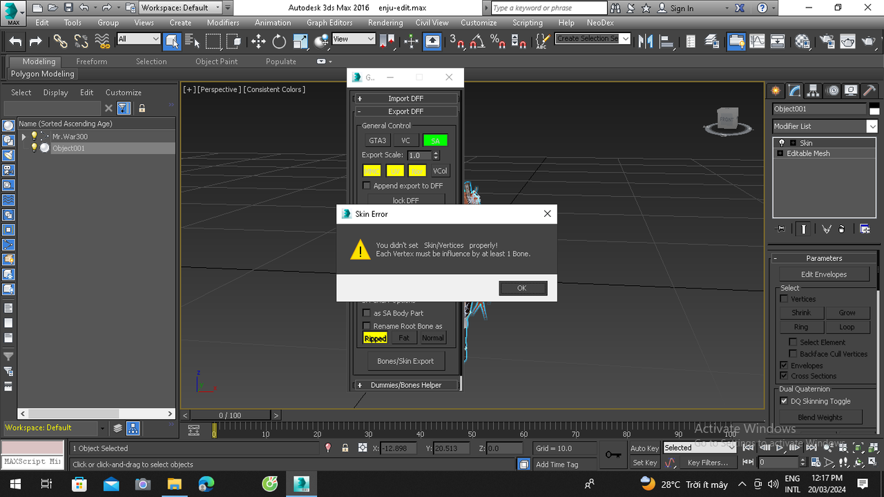 I got this error when trying to export model through kam script, please help - GTA III, VC & SA ...
