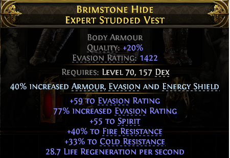 High Evasion 55 Spirit Dual Res Body Armour - Topic - d2jsp