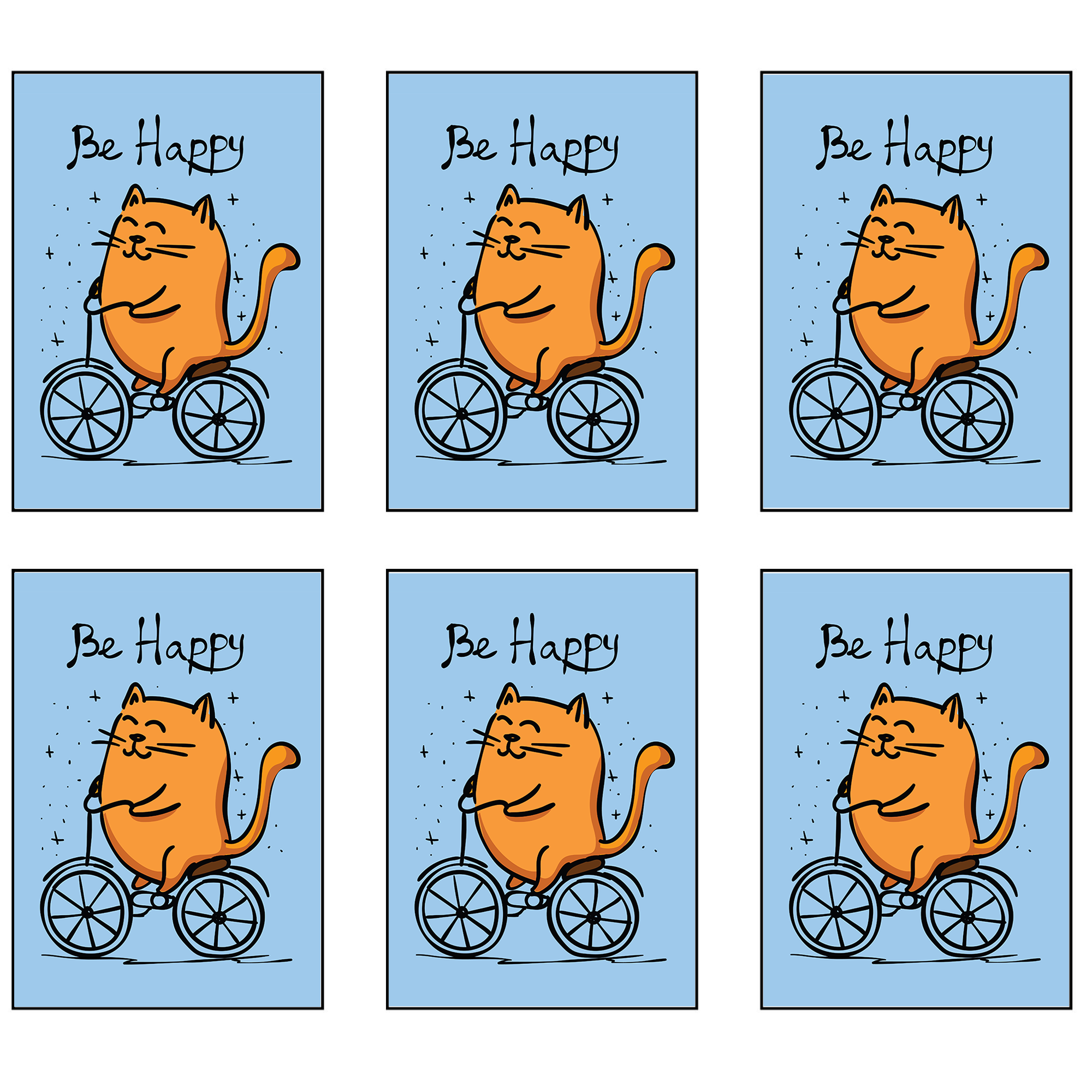 BE HAPPY CAT BLUE POSTCARD — Postimages