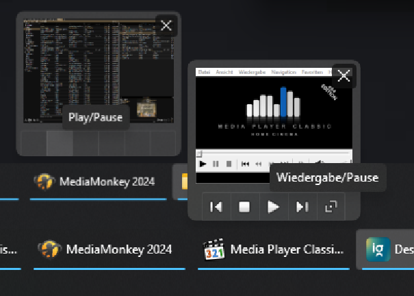 No Player Icons On Taskbar Thumbnail Preview - MediaMonkey forum