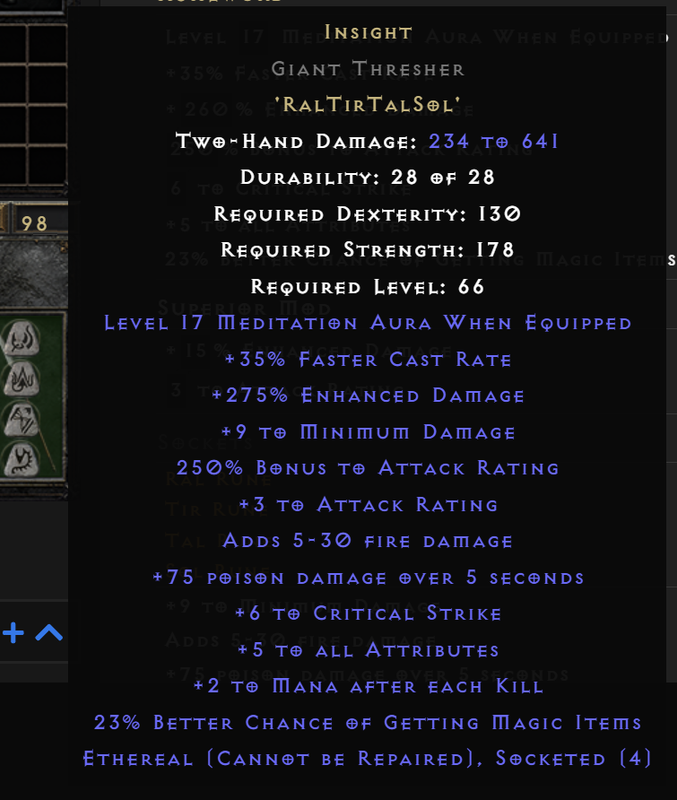 Iso Perfect Eth 15/3 Insight Or 0/0 Insight - Topic - d2jsp