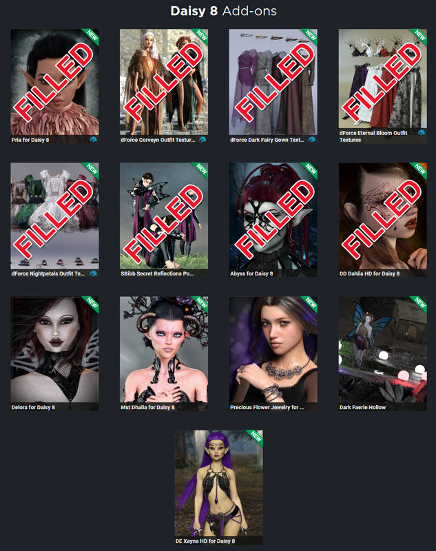 Daisy 8 Add-Ons OPEN (Pro Bundle FILLED 03-05-2020) - Free Daz 3D Models