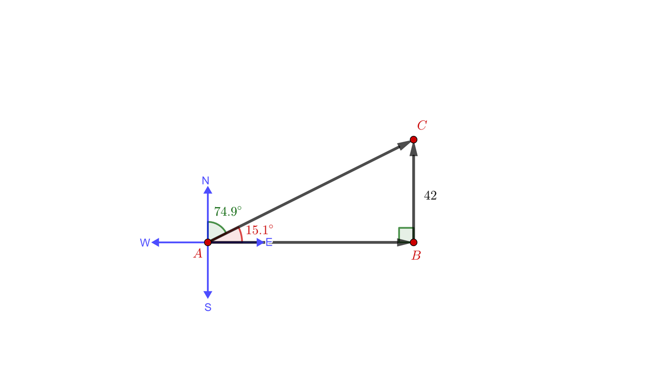 A pilot wants to fly on a bearing of $74.9^{\circ}$. By flyi | Quizlet