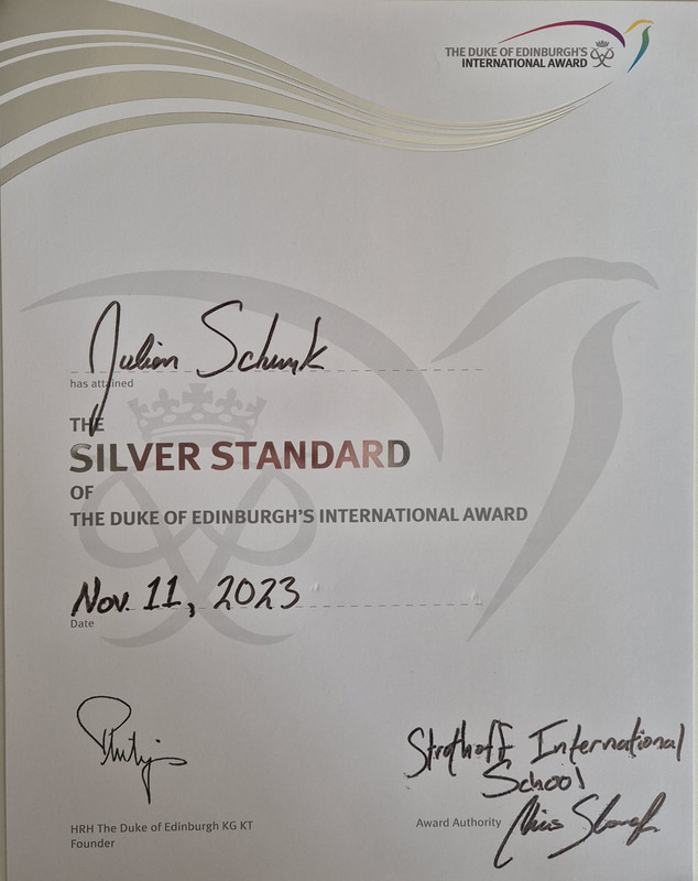 Julien Schunk Duke of Edinburgh s Award Certificate — Postimages