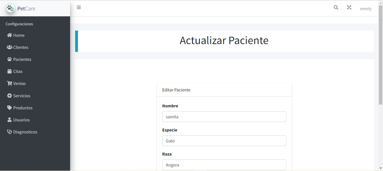 Actualizar Paciente — Postimages