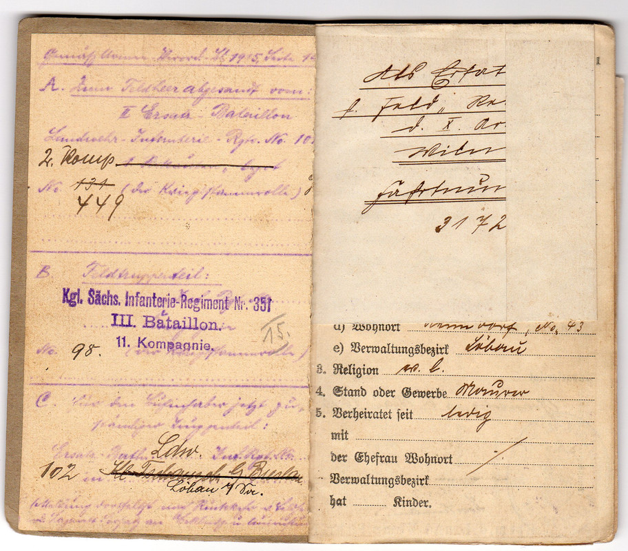 Soldbuch - 1916 - Jager - Karl Clemens Zacharias