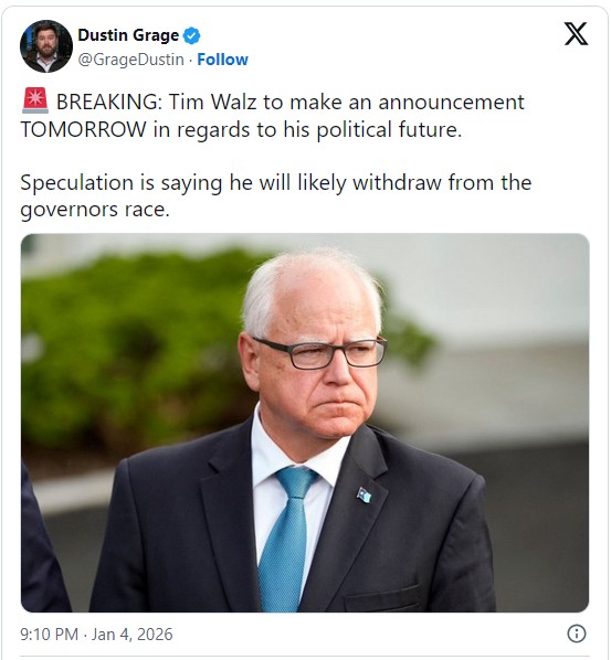 Tim Walz Reportedly Ending Reelection Campaign, Has a ‘NEW RETARD’ Been ...