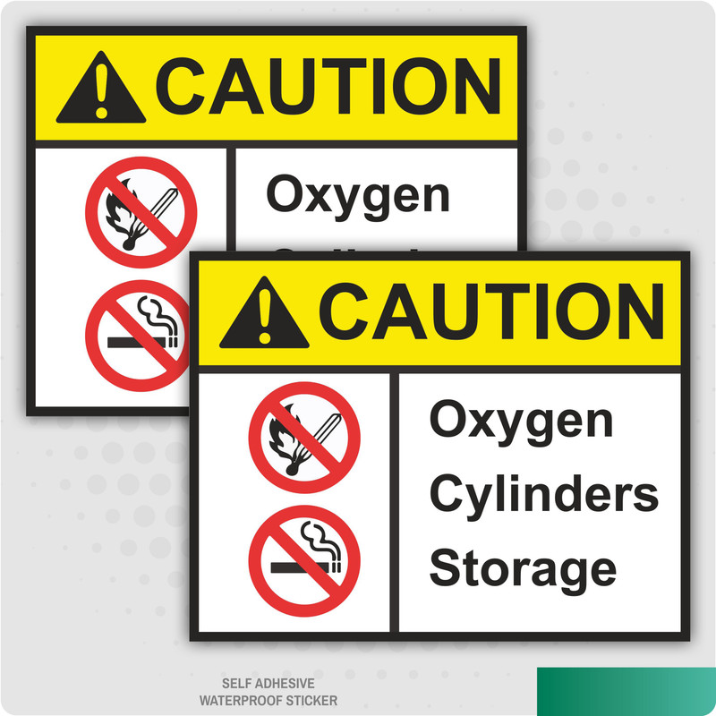 2 x Caution Oxygen Cylinders Storage Warning Self Adhesive Stickers | eBay