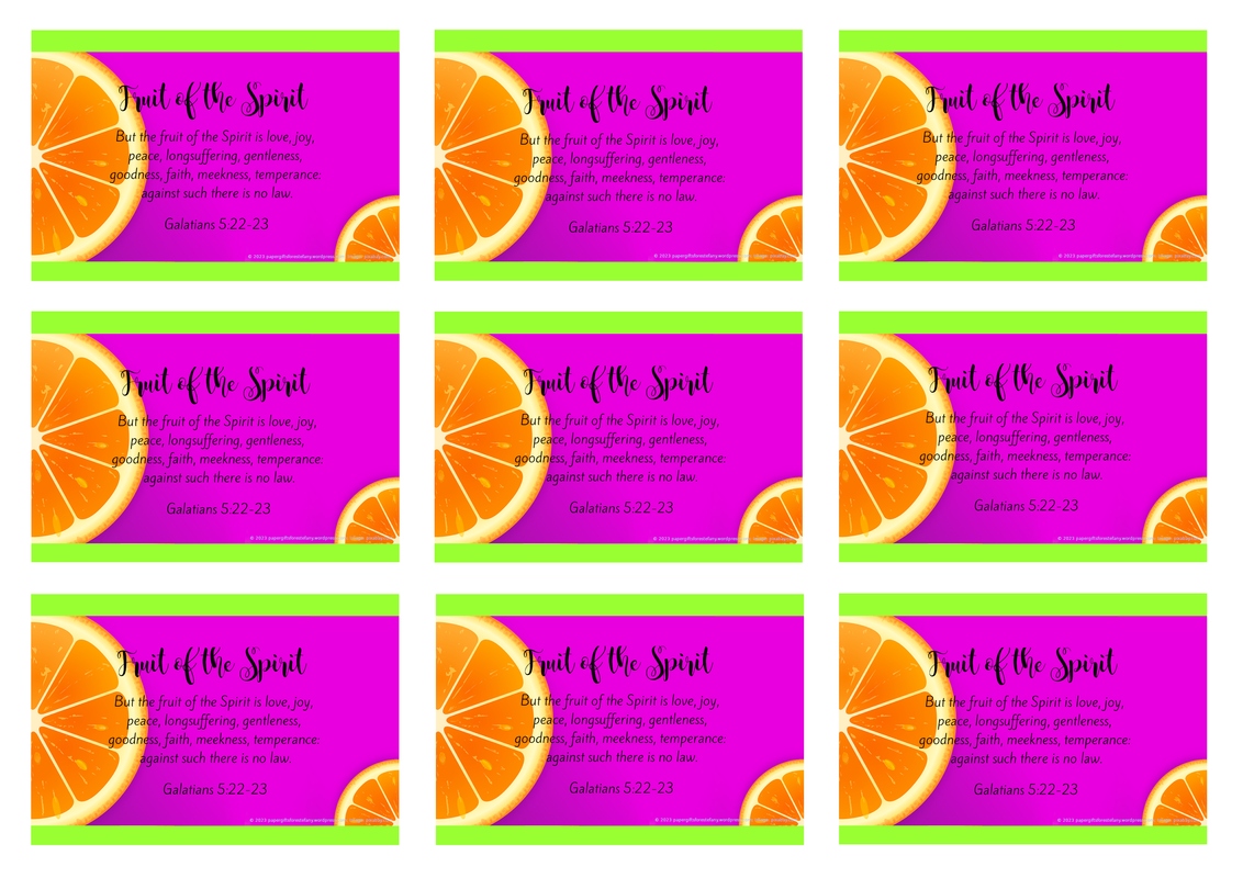 PGFE Fruit of the Spirit Wallet Cards A4 — Postimages