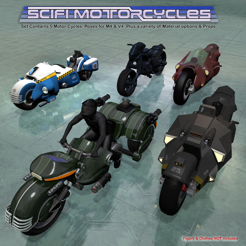 Sci-Fi Motorcycles By Simon-3D 2025 - Free Daz 3D Models