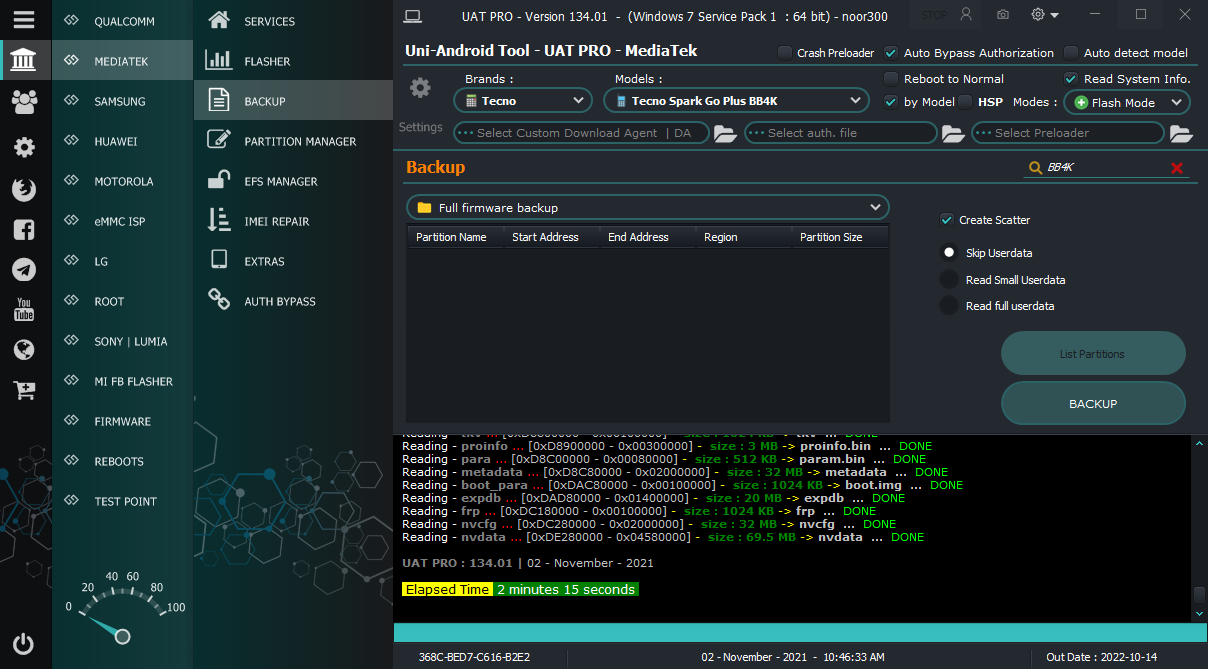 How To Tecno Spark Go Plus (BB4K) Backup Flash File One Click By Uat ...