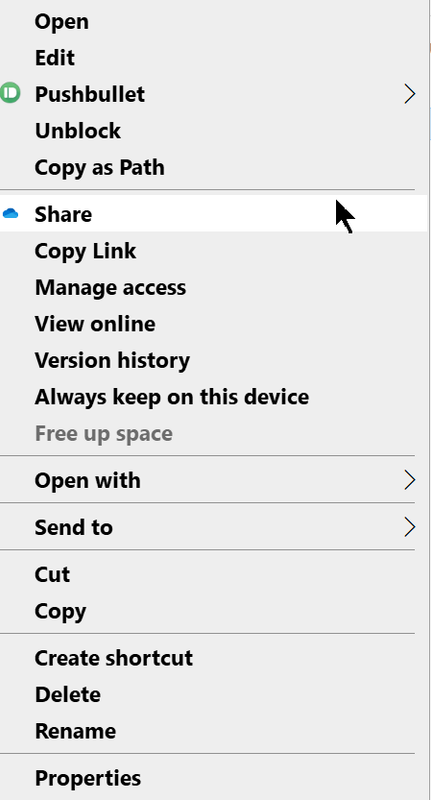 Edit OneDrive file context menu : r/onedrive