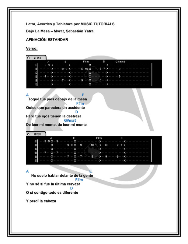 Cómo tocar Bajo La Mesa de Morat y Sebastian Yatra en Guitarra ...