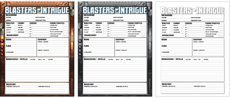 Blasters + Intrigue: Form Fillable Character Sheets - Basic Action ...