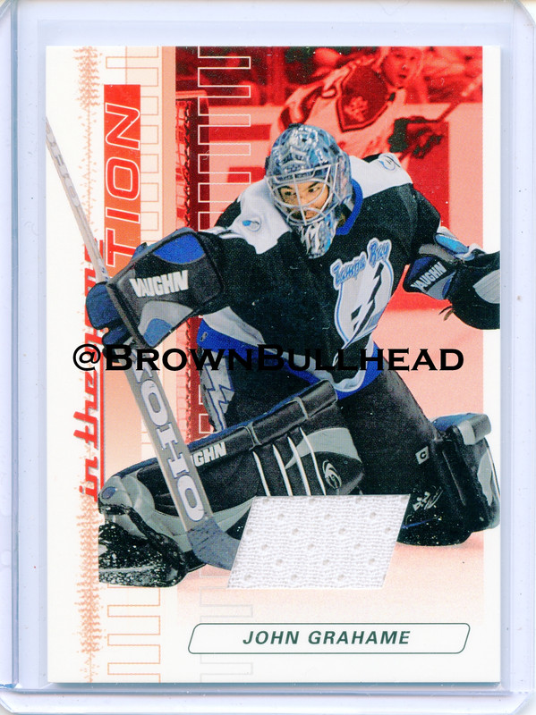 2003 04 ITG Action Jerseys M 026 [ John Grahame] [ Tampa Bay Lightning] [ Ruby] [ 500] [swatch ...