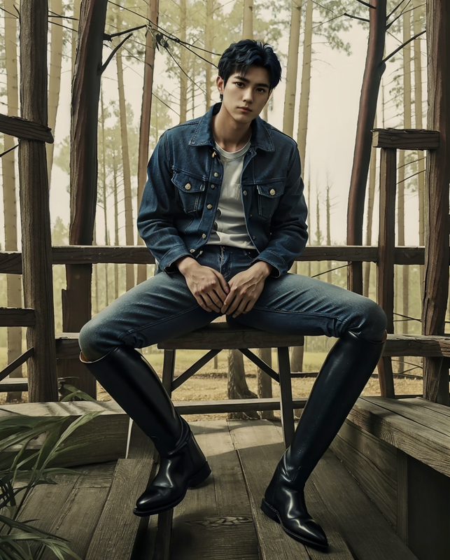 06709 3736111239 one young man, (full body 1 5), (messy hair, medium black hair 1 3), (looking ...