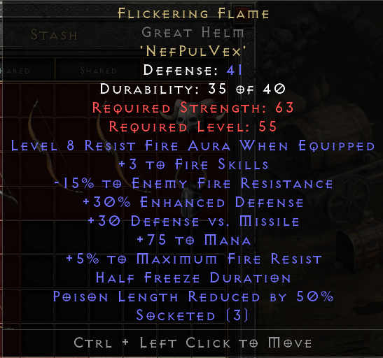 100% Perfect 8/15/75 Flickering Flame( Great Helm) - Topic - d2jsp