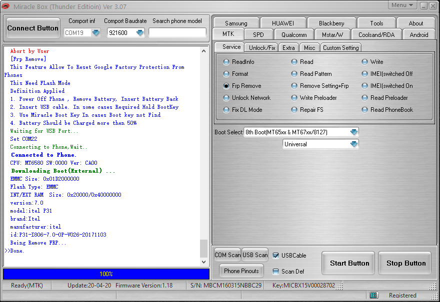 Itel p31 frp done by miracle thunder v3.7 (Success) - GSM-Forum