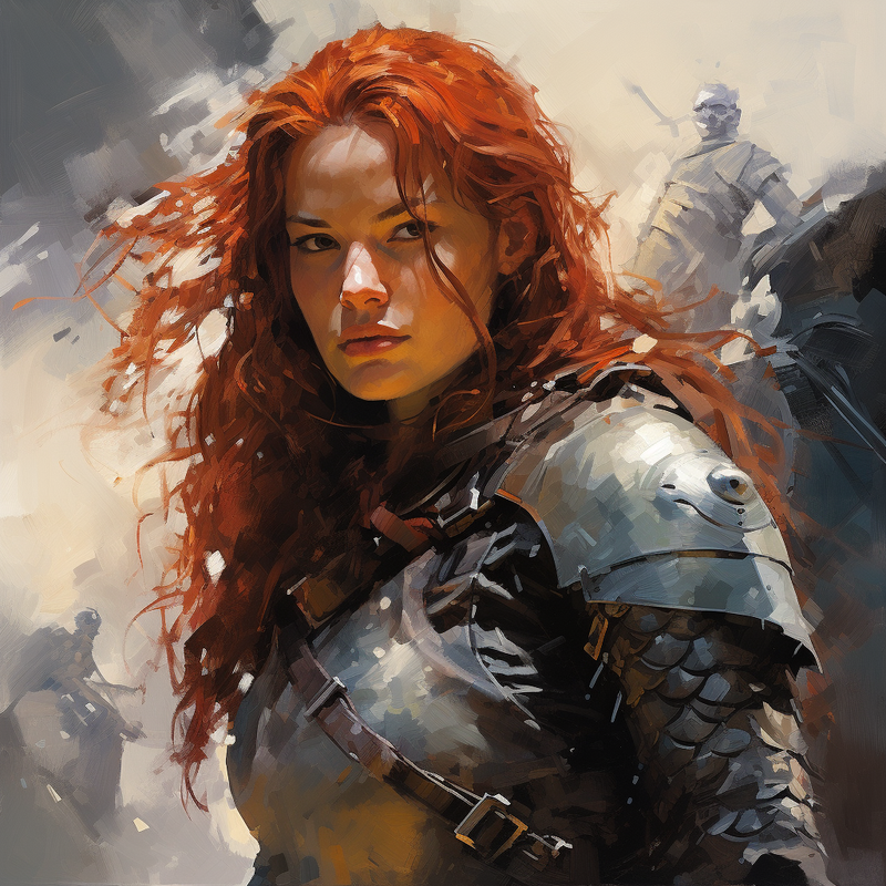 giobbito Red haired dwarf woman fantasy character with shoulder ...