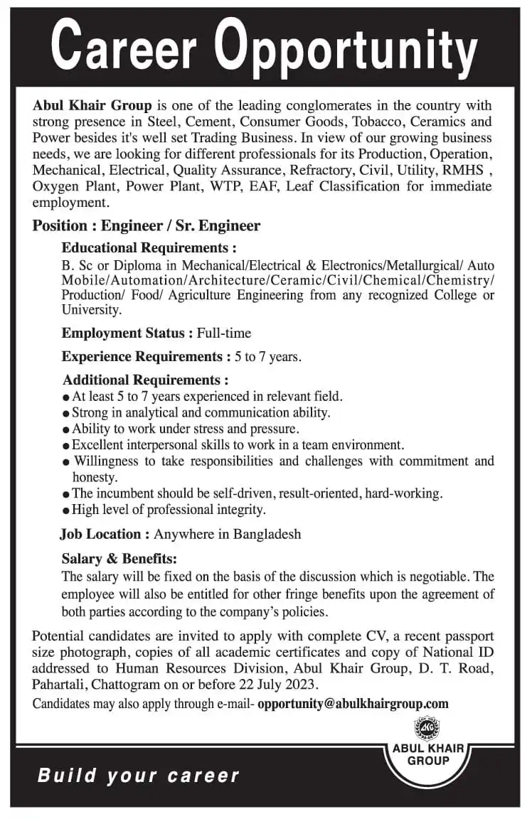Abul Khair Group Job Circular 2024 | BD Govt Job
