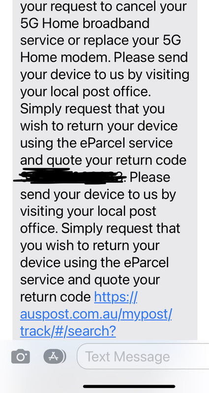 Cancelled Service and returning of Modem - Telstra