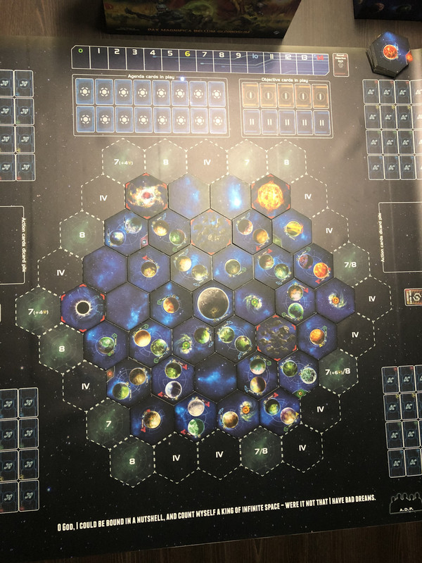 Ti4 playmat is here! Left the 4th ring in case we decide to spice it up ...