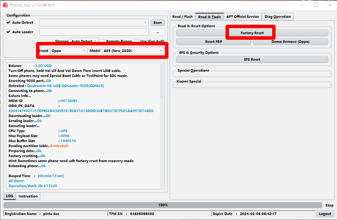 GSM-Forum - OPPO A53 CPH2127 Factory Reset Done with great TFM TOOL