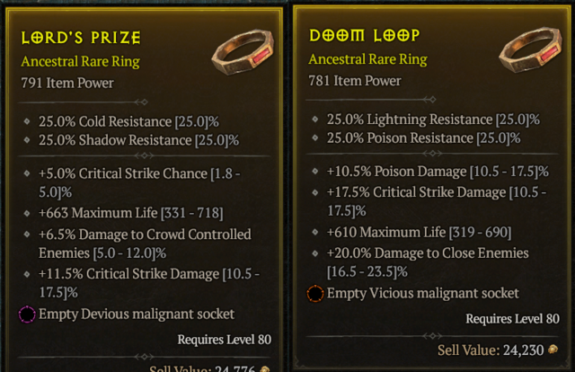 Godly Pair Of Rings, Life, Crit Dmg, Crit Chance - Topic - d2jsp