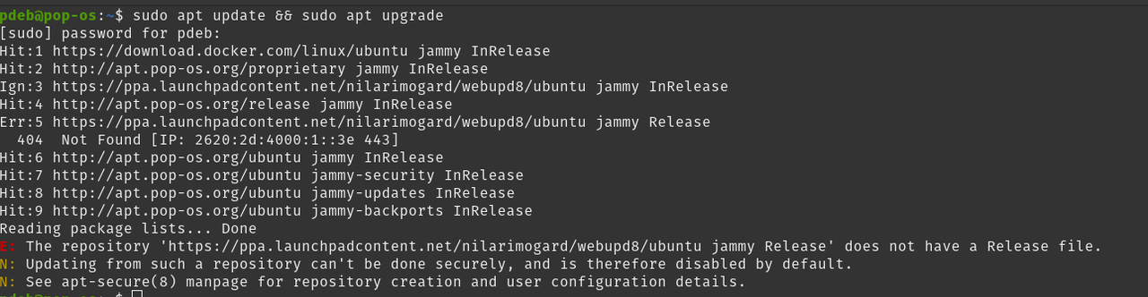 "ppa repostory doesnot have a release file" error while updating my system through sudo apt ...