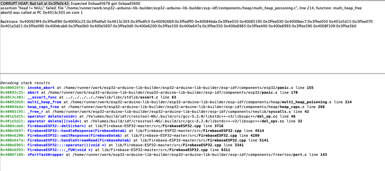 Corrupt Heap · Issue #149 · mobizt/Firebase-ESP32 · GitHub