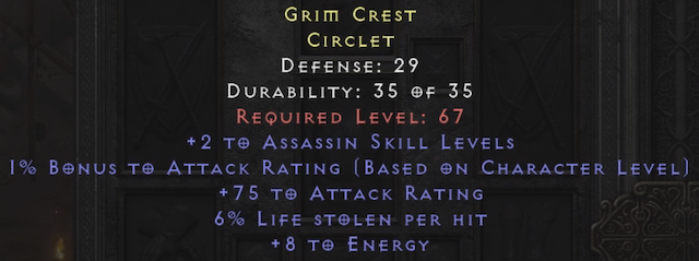 Ft Assassin Visionary Life Leech Circlet - Topic - d2jsp