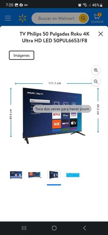 Walmart: TV Philips 50 Pulgadas Roku 4K Ultra HD LED