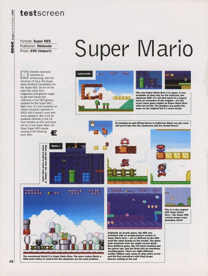 Super Mario All-Stars (1993, SNES) coverage in EGM, GamePro and EDGE ...