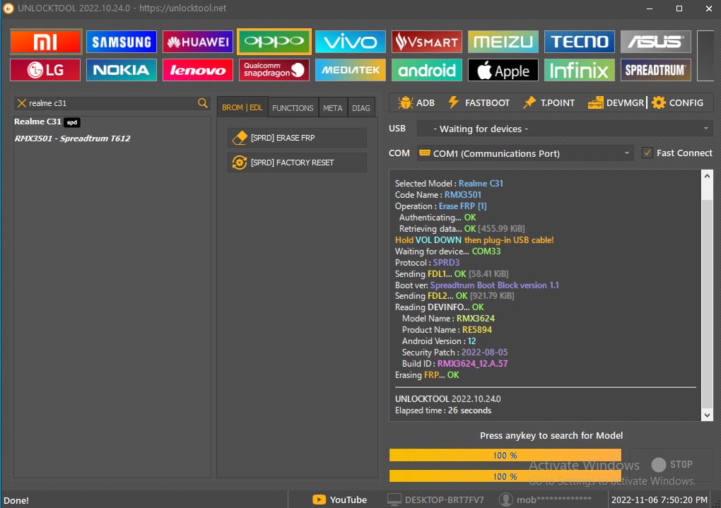 Realme C33 2022 Rmx3624 {spd} Done By Unlocktool Gsm Forum