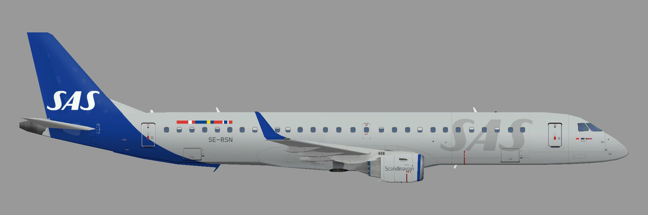 Embraer E195 SAS Scandinavian Airlines Link SE-RSI + SE-RSK + SE-RSN ...