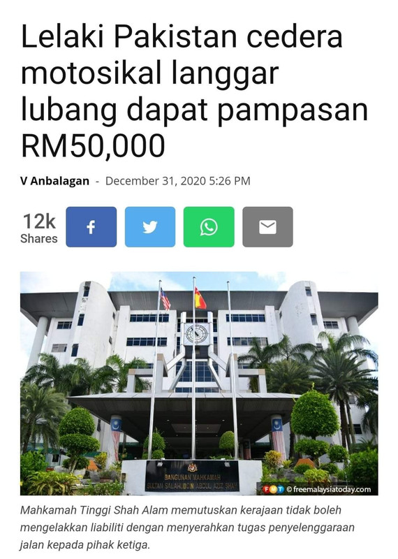 Langgar lubang dapat pampasan rm50k
