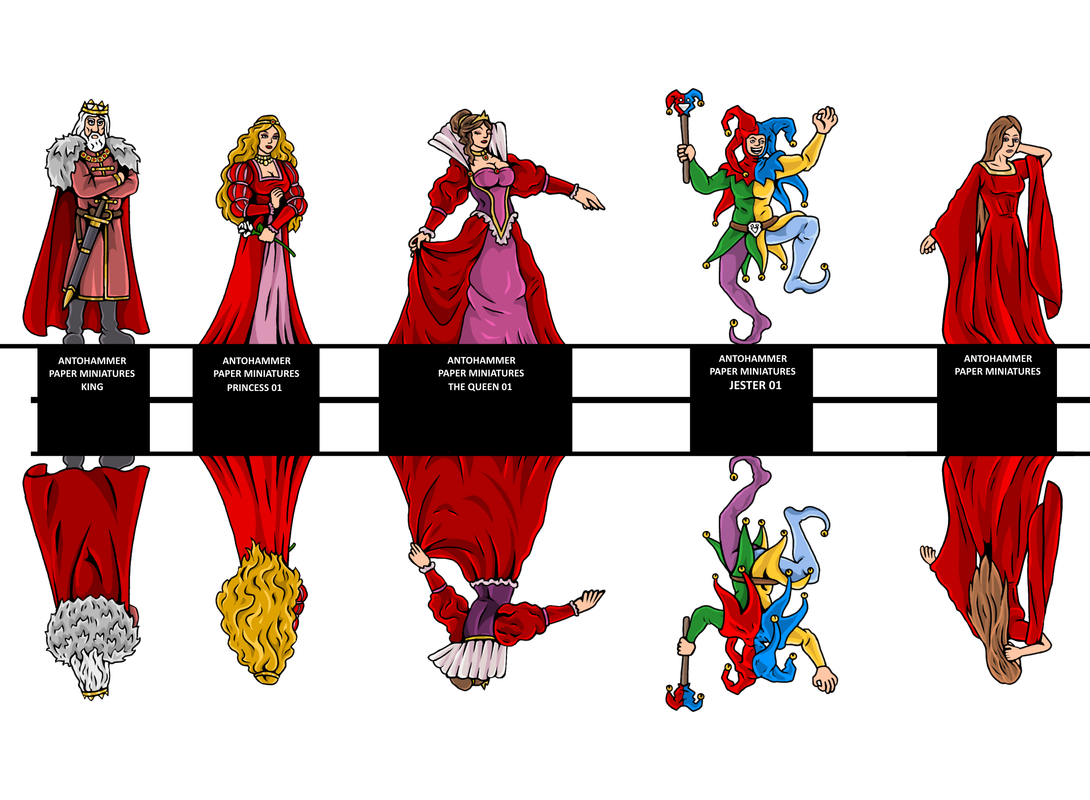 antohammer paper miniatures 28mmwargames ttrpg fantasy king queen court ...