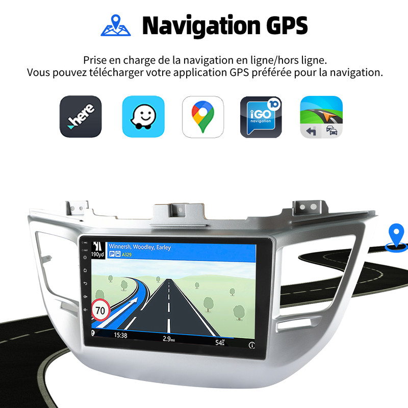DAB+ Autoradio Android 15 32/64 Go avec CarPlay et GPS pour Hyundai ...