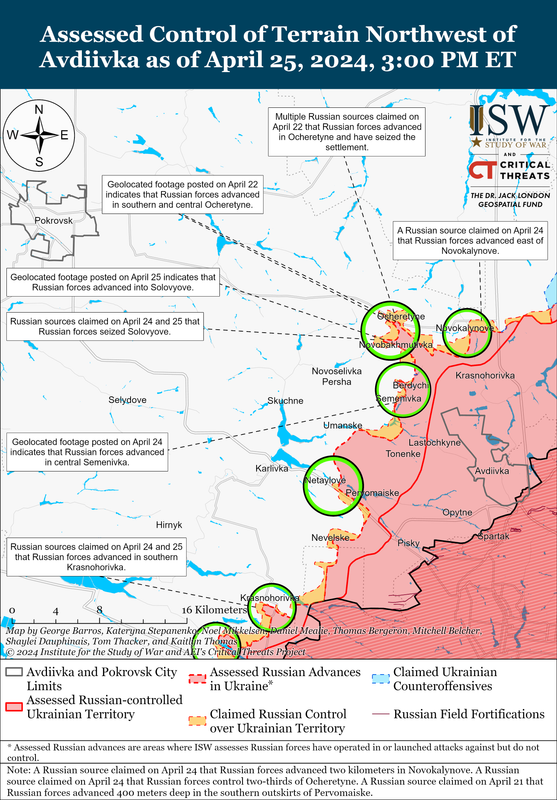 Northwest of Avdiivka Battle Map Draft April 25 2024 — Postimages