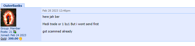 Outerbanks Scammer - Watch Out - Topic - d2jsp