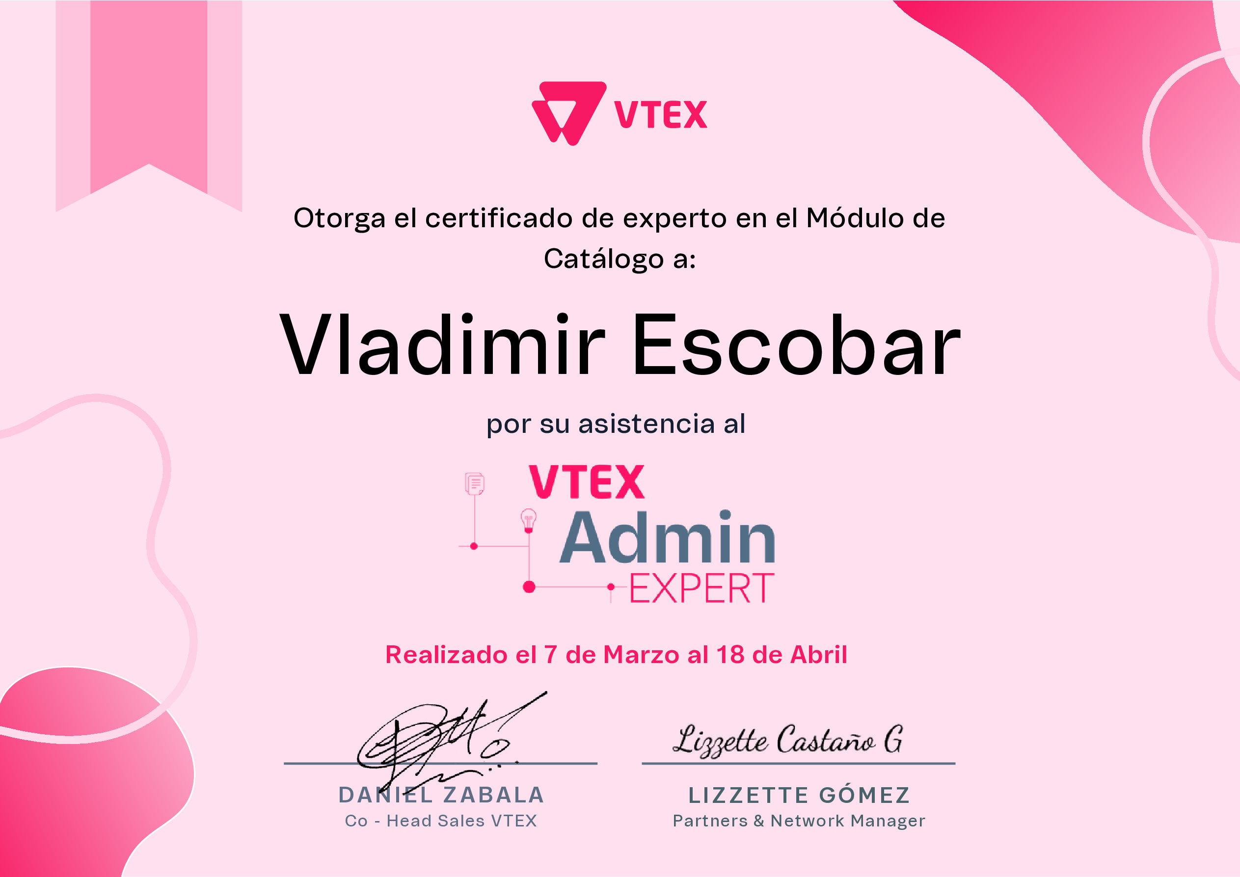 Vladimir Escobar Certificado VTEX Admin Expert 23 205 — Postimages