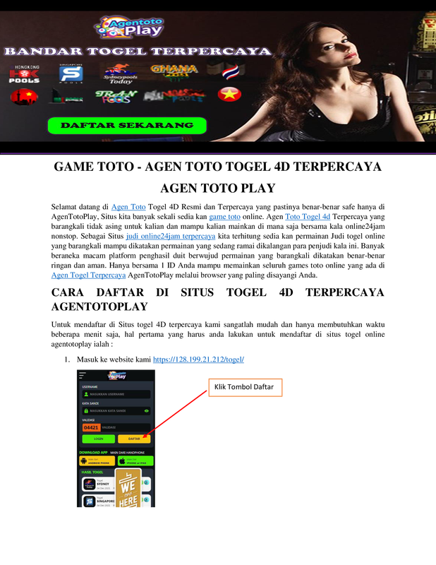 AGEN TOTO TOGEL 4 D TERPERCAYA AGENTOTOPLAY — Postimages