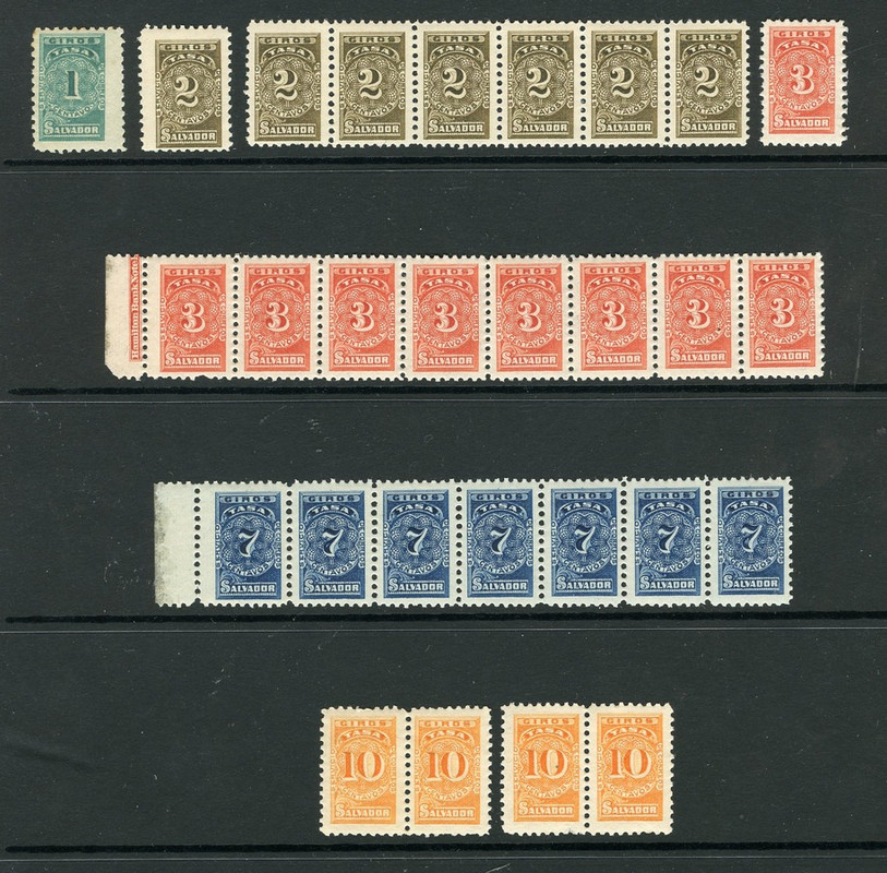 Salvador Revenue Fiscal Servizio Postale, 1-10 centesimi, condizioni miste