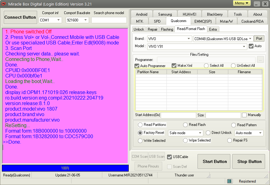 Vivo Y93 Qcom Lock & Frp Reset Success in Edl Mode By Miracle Digital ...
