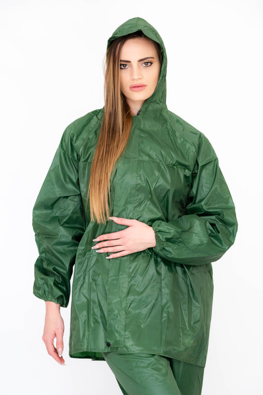 Senzas Two Piece Heavy duty Raincoat Set with Hood Drawstring For Men Women green 4 — Postimages
