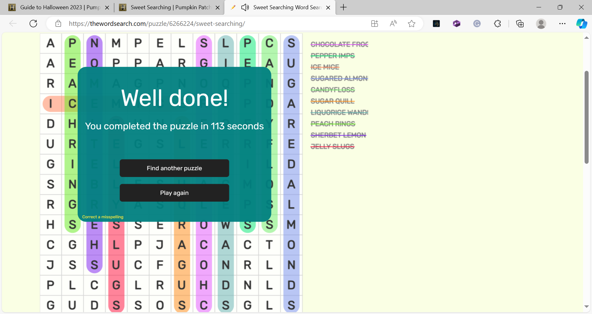 Sweet Searching Word Search and 2 more pages Personal Microsoft Edge 10 ...